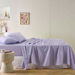 Vintage Design Lilac French Linen Sheet Set | Temple & Webster