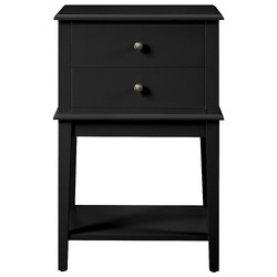 West Valley Interiors Black Chloe 2 Drawer Bedside Table | Temple & Webster