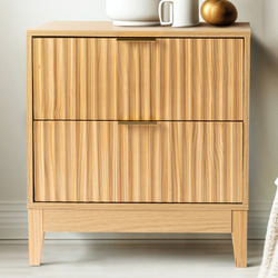 Core Living Decoris 2 Drawer Ribbed Bedside Table | Temple & Webster