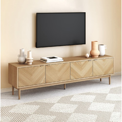 Temple & Webster 200cm Dion Herringbone Oak Wood TV Unit