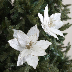 Temple & Webster Set of 2 White Poinsettia Christmas Tree Clips