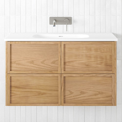 Temple & Webster Cali 900mm Wall Hung Single Vanity with Integrated Basin
