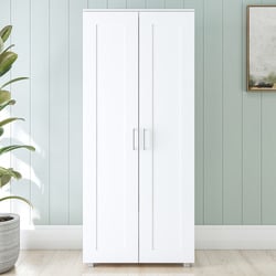 Temple & Webster White Meecan Double Door Tall Cupboard