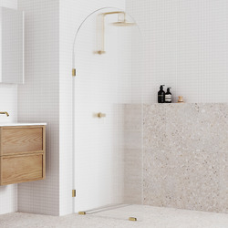 Temple & Webster Blanca Left Fluted Glass Arch Shower Screen