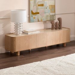 Temple & Webster 180cm Premium Magnus Travertine Stone-Top TV Unit