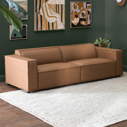 Temple & Webster Russo 3 Seater Faux Leather Sofa