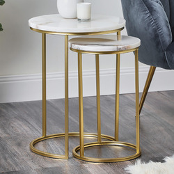 Maddison Lane 2 Piece Marley Marble Nesting Side Table Set | Temple ...