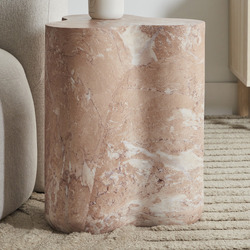 Maddison Lane Tea Rose Dunn Faux Marble Side Table | Temple & Webster