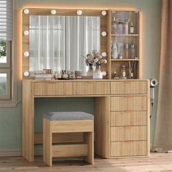 York street 2 Piece Linea Dressing Table & Stool Set | Temple & Webster