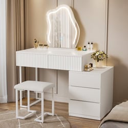 Oakleigh Home 2 Piece Norma LED Dressing Table & Stool Set | Temple ...