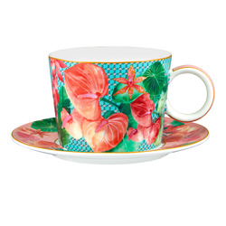Teas & C's Tropicana 400ml Porcelain Cup & Saucer | Temple & Webster