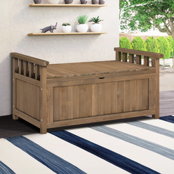 HoxtonRoom 2 Seater Everdeen Fir Wood Outdoor Storage Bench | Temple ...