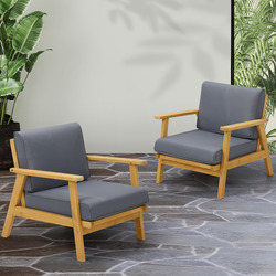 LivingFusion Devi Fir Wood Outdoor Lounge Chairs | Temple & Webster