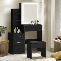 LivingFusion 2 Piece Colorado LED Dressing Table & Stool Set | Temple ...