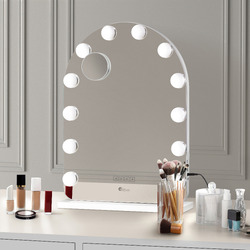 LivingFusion Abbe Arched LED Make-Up Mirror with Bluetooth | Temple ...