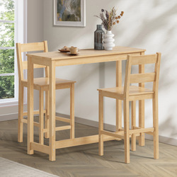 LivingFusion 2 Seater Pine Wood Levy Bar Table Set | Temple & Webster