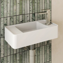 Mod 500mm Matte White Wall Hung Basin with Overflow | Temple & Webster