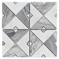 Samira White & Carrara Grey Marble Mosaic Tile Sample | Temple & Webster