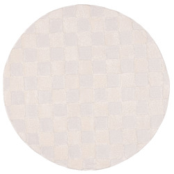 Cream Jovara Checkered Round Rug | Temple & Webster