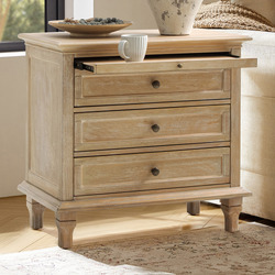 Germaine 3 Drawer Bedside Table with Pull-Out Shelf | Temple & Webster