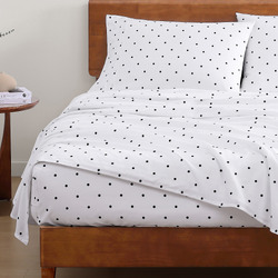 LaneLinen Black Polka Dot Organic Washed Cotton Sheet Set | Temple ...