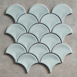 Marin Gloss Green Fish Scale Porcelain Mosaic Tile | Temple & Webster
