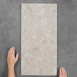 Marlo 300 x 600mm Grey Terrazzo Look Porcelain Tile | Temple & Webster