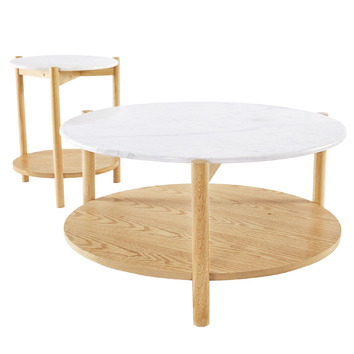 Estudio Furniture Maybury 2 Piece Marble Coffee & Side Table Set ...