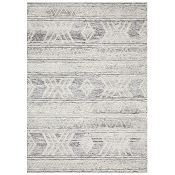 Network Rugs Natural White & Grey Textured Alva Wool Rug | Temple & Webster
