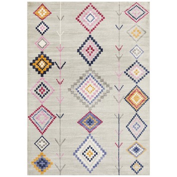 Network Rugs Silver & Pastel Boho Geometric Rug | Temple & Webster