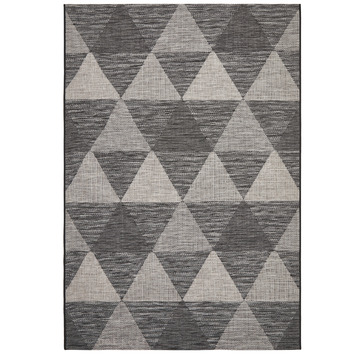 Network Rugs Black & Natural Triangles Flat Woven Indoor/Outdoor Rug ...