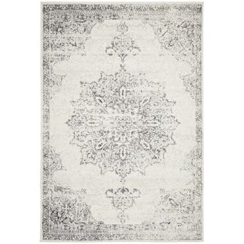 Network Rugs White & Silver Vintage-Look Hilda Rug | Temple & Webster