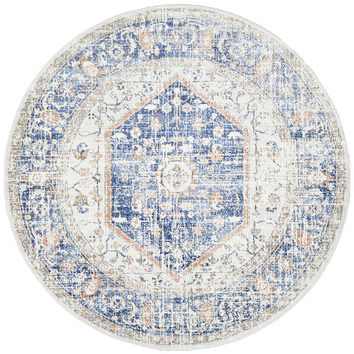 Network Rugs Blue Vintage Look Adalbert Round Rug | Temple & Webster