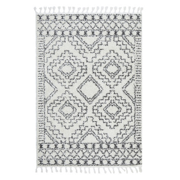Network Rugs White & Charcoal Mahdi Moroccan Power-Loomed Shag Rug ...