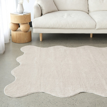Network Rugs Beige Elsie Wavy Edge Machine Washable Rug | Temple & Webster