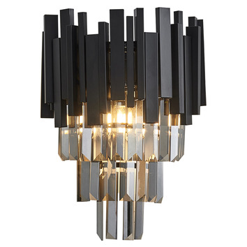 Alessia Lighting Reign Crystal & Steel Wall Light | Temple & Webster