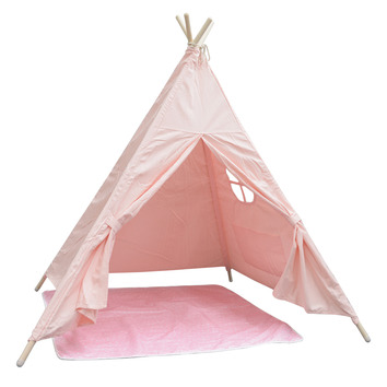 Project Kindy Furniture Pink Square Cotton Teepee Tent | Temple & Webster
