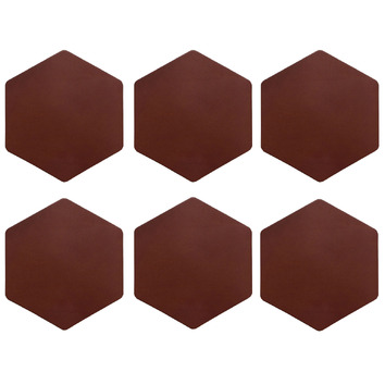 6 Piece Artisan Hexagonal Leather Coaster Set | Temple & Webster