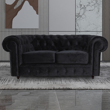 Evergreen Home Cleo Button Tufted 2 Seater Velvet Sofa | Temple & Webster