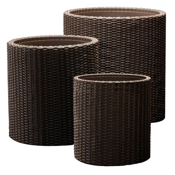 3 Piece Cylindrical Outdoor Planters | Temple & Webster
