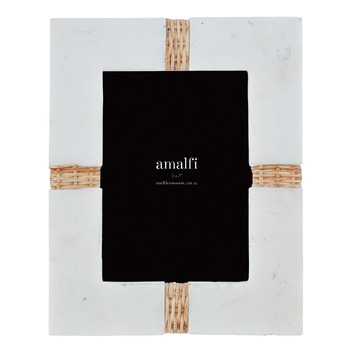 The Home Collective Maurie Marble & Rattan Photo Frame | Temple & Webster