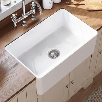Expert Homewares Pierre 610mm Single Smooth Front Fireclay Kitchen Sink ...