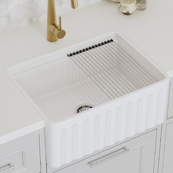 Expert Homewares Pierre 610mm Ceramic Farmhouse Sink & Accessories ...