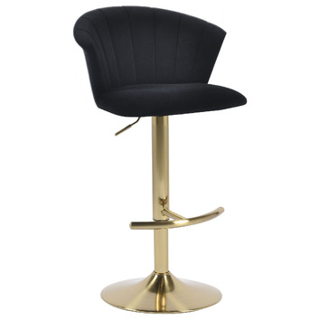 Caleb Velvet Adjustable Bar Stool | Temple & Webster