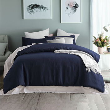 Accessorize Navy Waffle All Seasons Quilt Cover Set | Temple & Webster