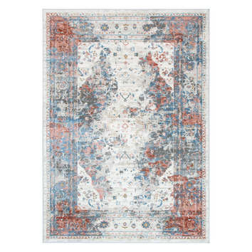 Red & Cream Nina Power-Loomed Rug | Temple & Webster