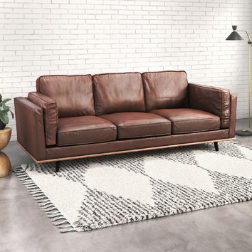 Southern Stylers Brown Brooklyn Faux Leather 3 Seater Sofa | Temple ...