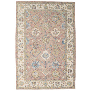 ElementalRugCollective Blush Kashan Hand-Tufted Wool & Cotton Rug ...