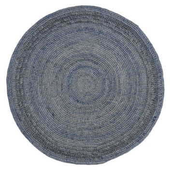 Blue Welsh Hand-Woven Round Rug | Temple & Webster