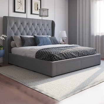 Rawson & Co Grey Harlow Upholstered Bed Frame with Storage | Temple ...